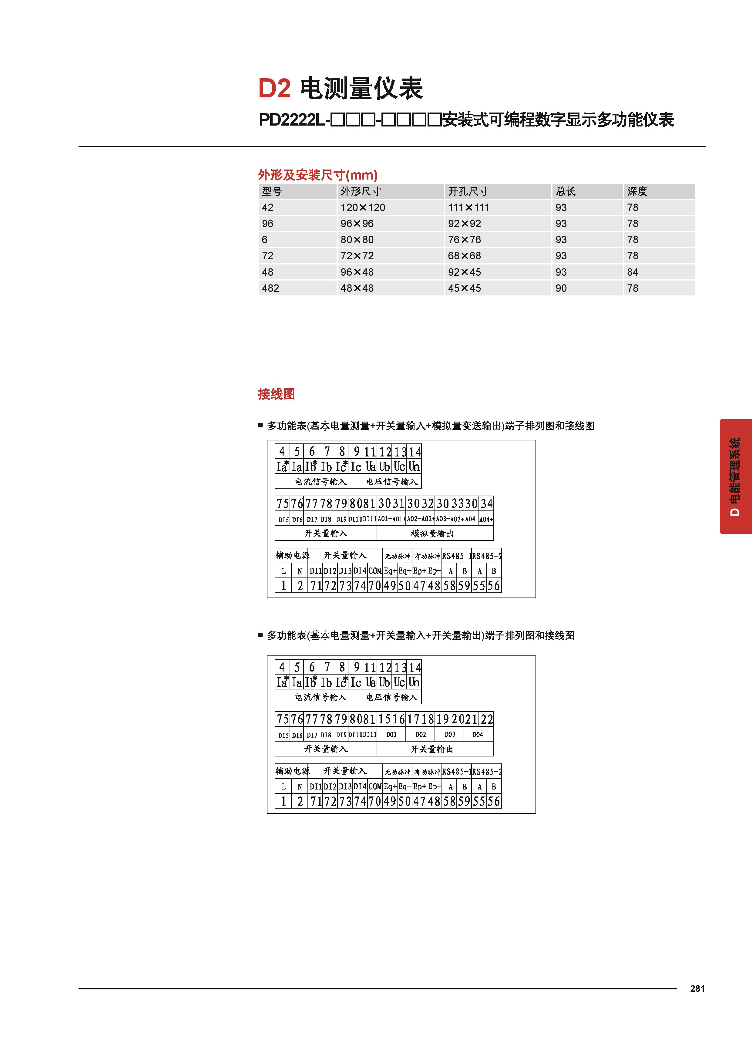 德力西DELIXI ELECTRIC-PD2222L系列数显多功能表42LD3YI250D【型号 报价 价格】-PD2222L-42D3Y ...